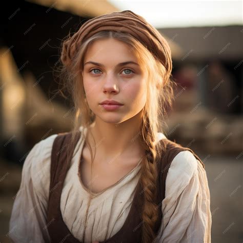Premium Ai Image Portrait Of A Beautiful Young Medieval Peasant Girl
