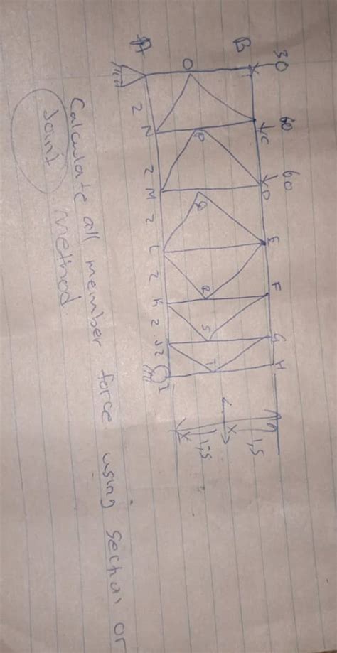 calculate all member force using section or joint method filo