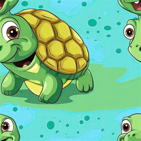 Premium Photo Seamless Pattern Of Turtle Cartoon