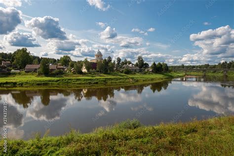 View Of The Left Bank Of The River Msta And The Church Of The