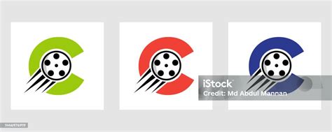 미디어 사인 영화 감독 기호를 위한 필름 릴이 있는 문자 C 필름 로고 개념 감독에 대한 스톡 벡터 아트 및 기타 이미지