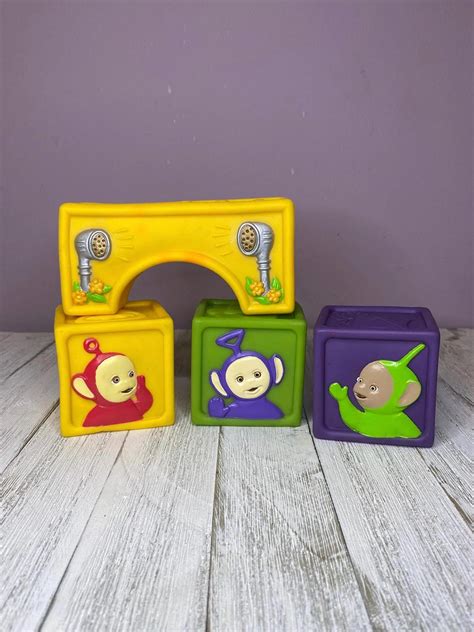 Teletubbies Squeaky Soft Rubber Building Block Pieces Po Dipsy Tinky