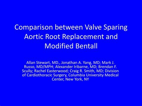 Ppt Comparison Between Valve Sparing Aortic Root Replacement And Modified Bentall Powerpoint