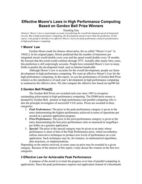 Effective Moore`s Laws In High Performance Computing Based On
