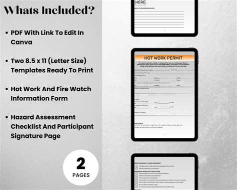 Hot Work Permit Editable Template Etsy