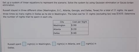 Solved Set Up A System Of Linear Equations To Represent The Chegg