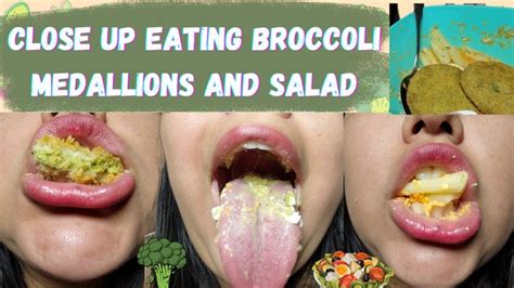 Close Up Eating Broccoli Medallions And Salad Nixxxieluv Clips4sale