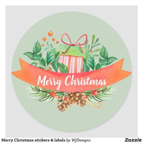 Merry Christmas Stickers And Labels Zazzle Christmas Stickers