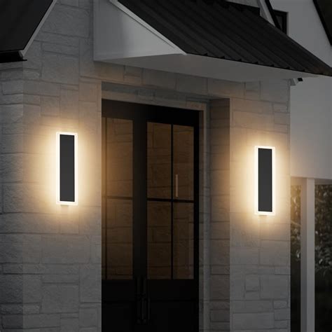 Coinmit 2 Pack 118in Modern Outdoor Wall Light 3000k Black Led