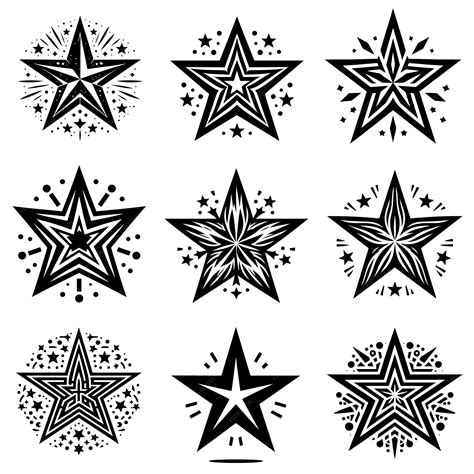 Conjunto De Ilustraciones Del Vector De Silueta En Forma De Estrella