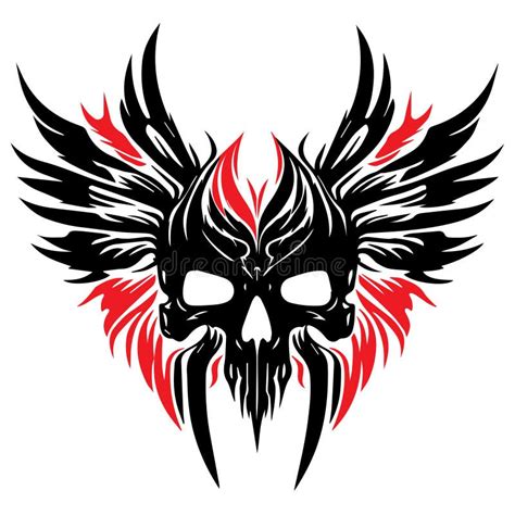 Tribal Skull Wings Mens Stainless Steel Casted Tribal Skull Halloween