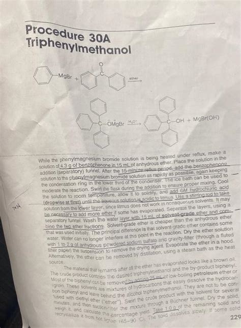Solved Procedure Br Mgbr Ether Mg Phenyl Magnesium Bromide