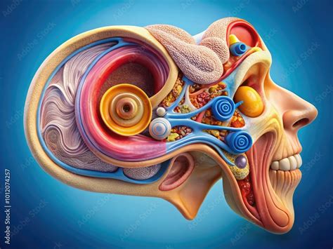 Detailed Anatomy Of The Inner Ear Showing Cochlea Semicircular Canals And Auditory Structures