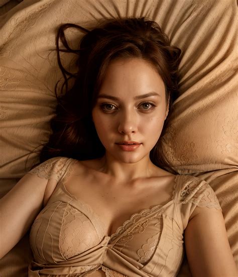 Arafed Woman Laying On A Bed With A Tan Bra Seaart Ai