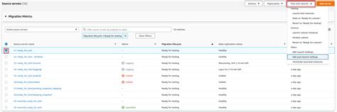 Editing The Post Launch Settings Application Migration Service
