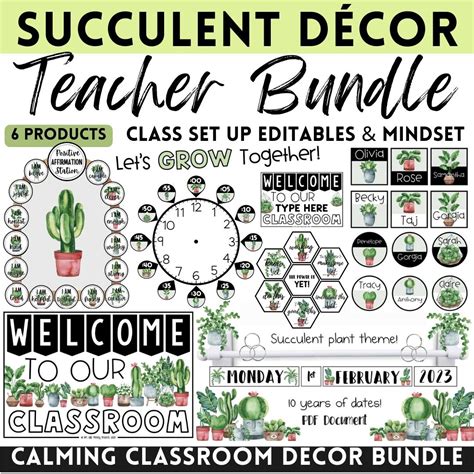 Succulent And House Plant Classroom Décor Display Set Editable Teacher