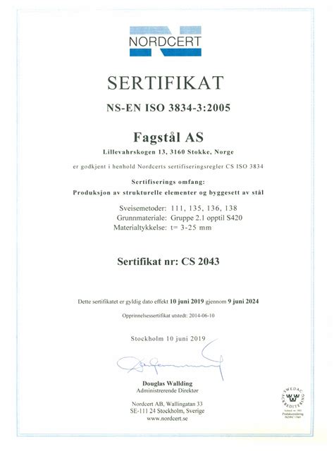 Ce Merking Fagstål As