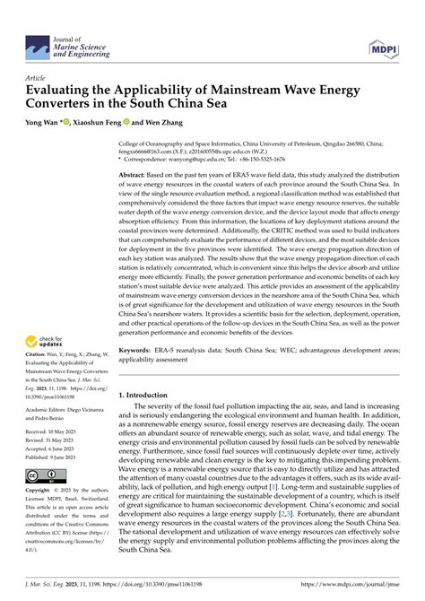 Pdf Evaluating The Applicability Of Mainstream Wave Energy Converters