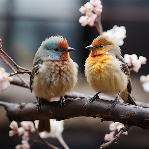 Two Birds Opposite Each Other Scream And Tweet Beautiful Bright Flying