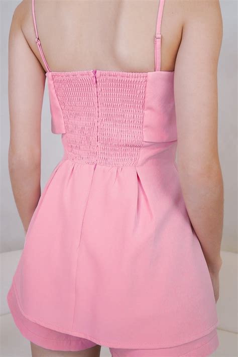 Cataleya Overlap Long Line Top In Bubble Gum Pink Mikayla