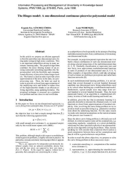 Pdf The Hinges Model A One Dimensional Continuous Piecewise