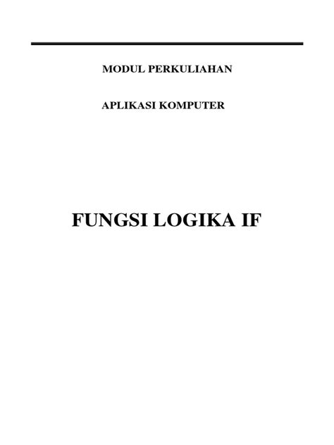 Modul Excel 4 Fungsi Logika If Pdf
