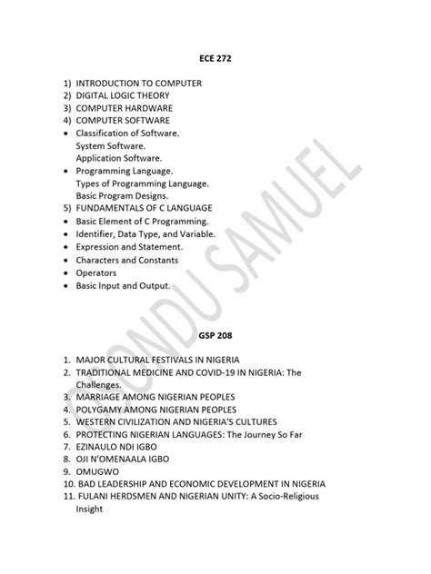 course outline osondu samuel pdf matrix mathematics complex number