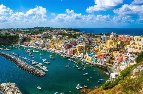 Procida Pošťákův Pestrobarevný Ostrov Země Světa