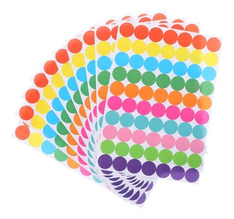 Etiquetas Adhesivas Redondas Con Puntos De Colores 20 Hojas Cuotas