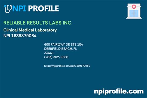 Reliable Results Labs Inc Npi 1639879034 Clinical Medical