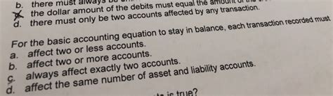 Solved Which Of The Following Statements Is True A Debits