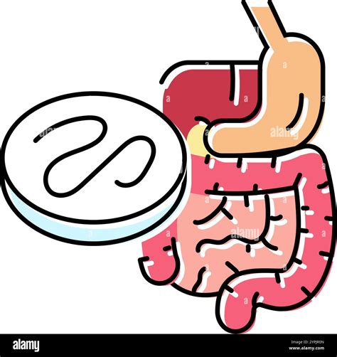 Worm Digestive System Parasite Color Icon Vector Illustration Stock