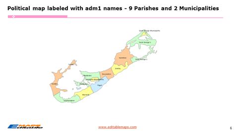 Bermuda Map With 9 Parishes And 2 Municipalities Editable Powerpoint Maps