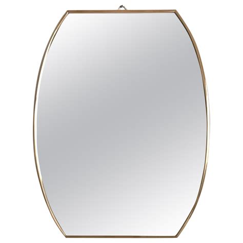 Italian Mid Century Small Wall Mirror With Original Brass Frame 1950s