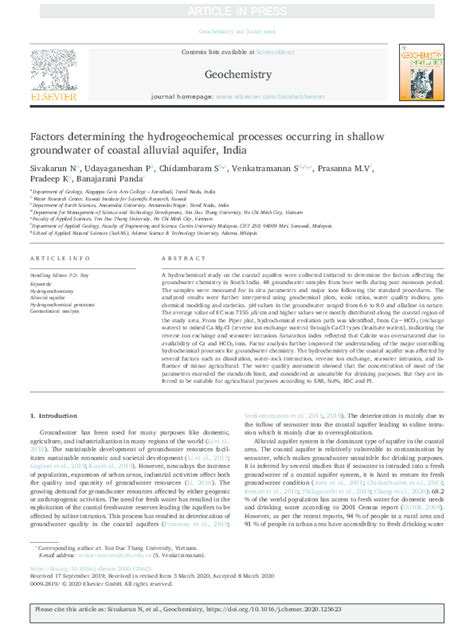Pdf Factors Determining The Hydrogeochemical Processes Occurring In Shallow Groundwater Of