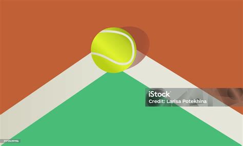 테니스 코트 가장자리에 테니스 공 실제 테니스 게임 클래스 또는 경기 개념 배너 광고 포스터 앱 웹을 위한 스포츠 디자인 요소 테니스 벡터 일러스트 레이 션을 연주 0명에