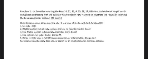 Solved Problem 1 A Consider Inserting The Keys 10 22