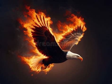 Flying Bald Eagle Is On Fire Ai Generated Stock Illustration Illustration Of National Flag