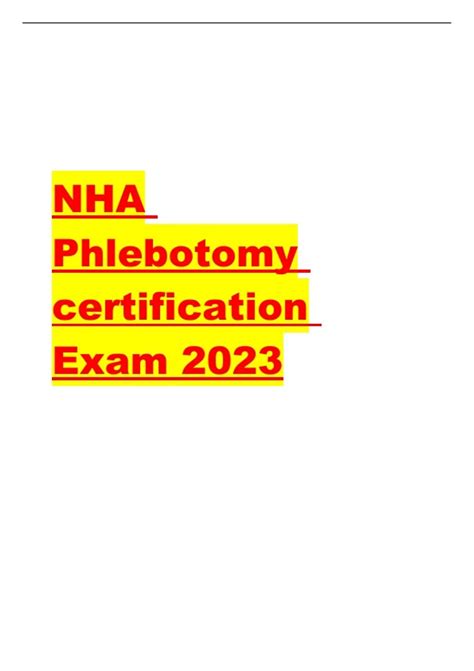 Nha Phlebotomy Certification Exam 20222023 With 100 Correct Answers