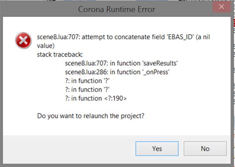 Lua Corona Runtime Error Attempt To Concatenate Field A Nil Value Stack Overflow