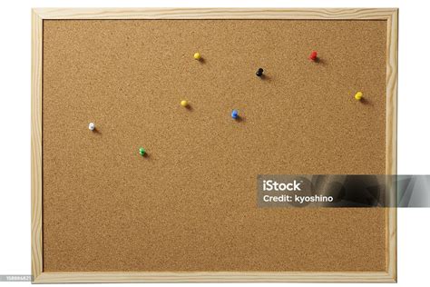 Isolated Shot Of Cork Board With Thumbtack On White Background Stock