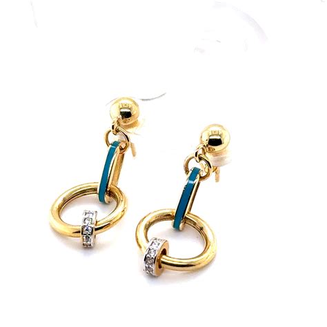 Обеци от Jacklin Hugasian” в жълто злато гланц с цветен емайл и циркони Jacklin Hugasian