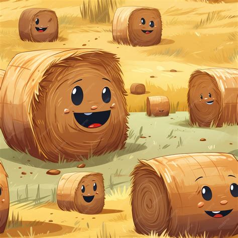 Premium AI Image | a close up of a hay bale with a bunch of smiling faces generative ai