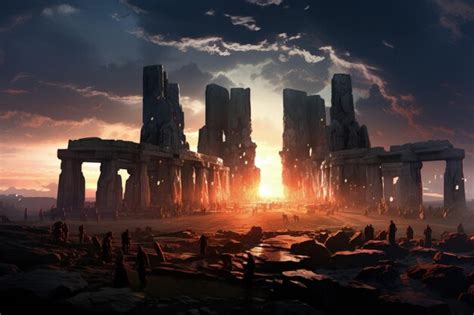 premium ai image enigmatic stonehenge at dawn generative ai