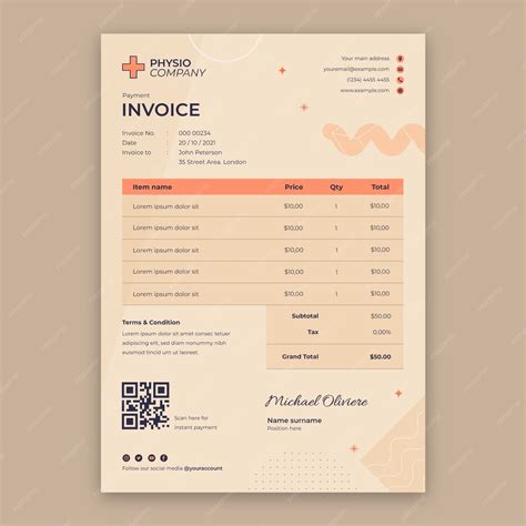 Free Vector Hand Drawn Physiotherapist Invoice Template