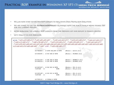 Defeating Data Execution Prevention And Aslr In Windows Ppt