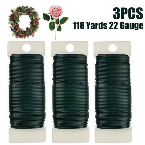 Siisll 3 Pack Floral Wire 118 Yards 22 Gauge Green Florist Wire