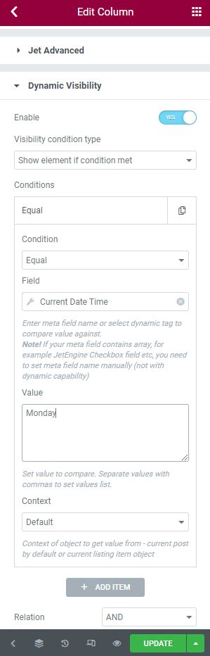 Showing Content On Particular Days With Dynamic Visibility Crocoblock