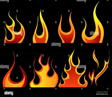 Set Of Different Fire Patterns For Design Use Stock Vector Image And Art