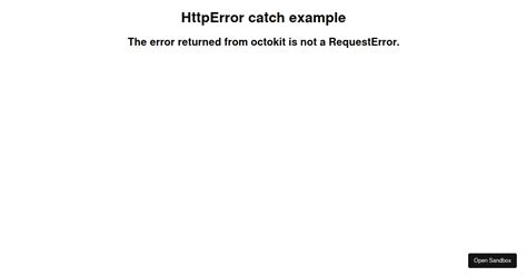 Octokit Error Catch Bug Codesandbox